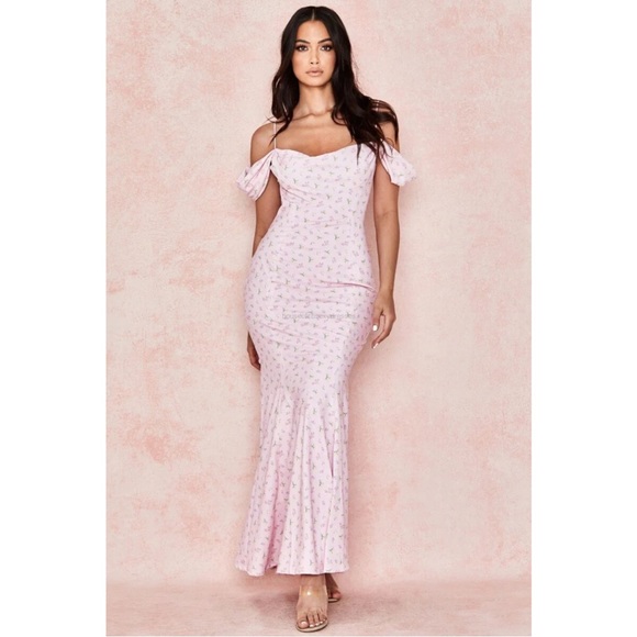 House of CB | Dresses | House Of Cb Elodie Pink Floral Gown Xs Nwot ...